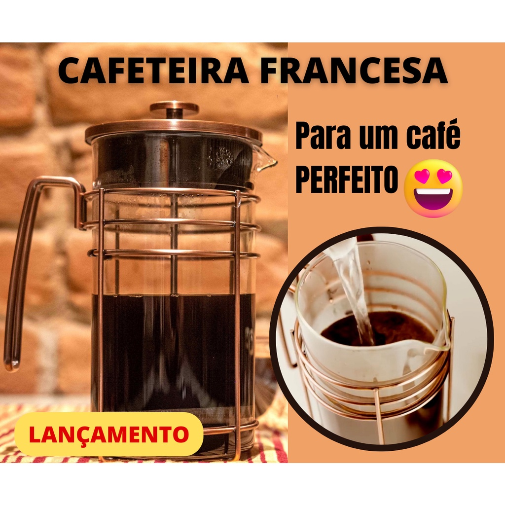 Cafeteira Francesa em vidro e aço inox - Oxford | Shopee Brasil