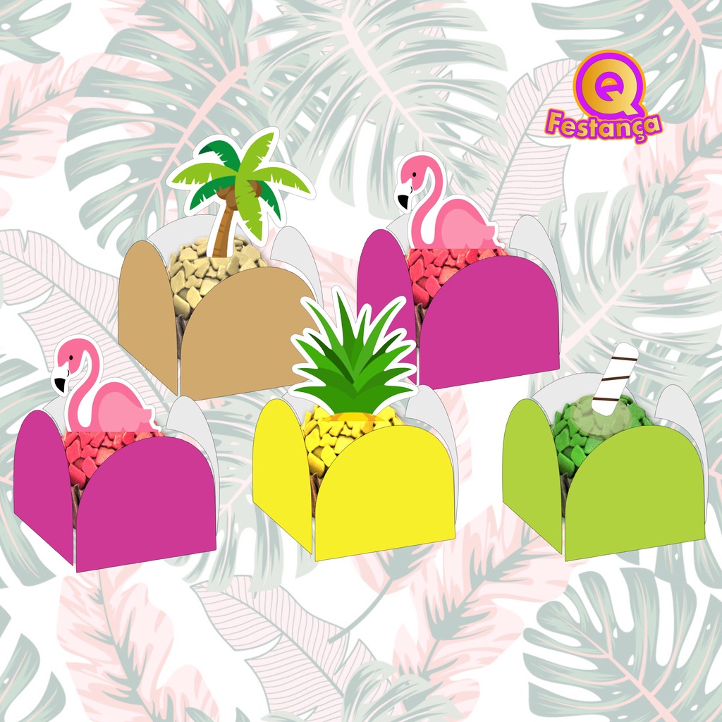 10 Topper para Docinho Tropical 3cm - Praia, Tropical, Festa na Piscina ...