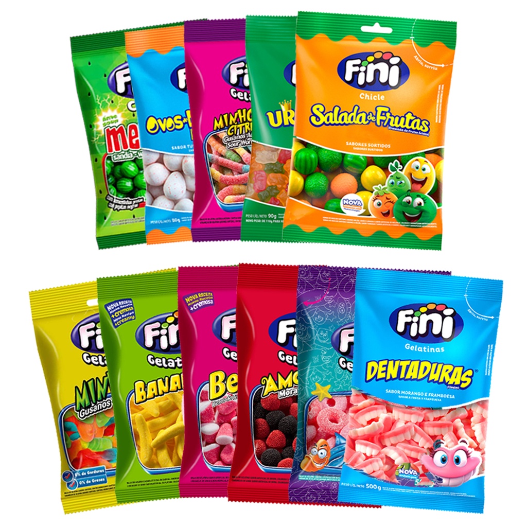 Kit 1kg ou 900g Bala Fini e Chicletes Fini Escolha O Sabor | Shopee Brasil