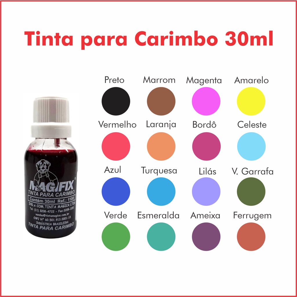 Tinta Profissional para Carimbo - Várias Cores | Shopee Brasil