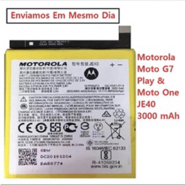 Bateria Motorola Moto G7 Play / Moto One /JE40 Pronta Entrega ...