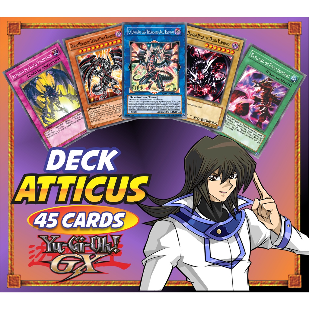 Atticus Rhodes Baralho (45 cartas) Versão Anime ou TCG-PT Falso Yugioh ...