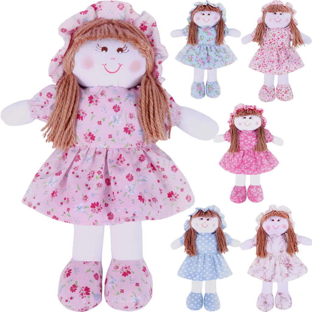 Boneca De Pano 30cm Com Vestido Estampas Sortidas | Shopee Brasil