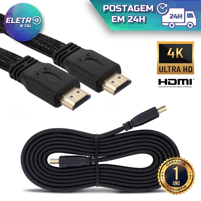 Cabo HDMI 4K 3 metros 2160p Ultra HD HDR 3D 2.0 19pin Ultra High Speed ...