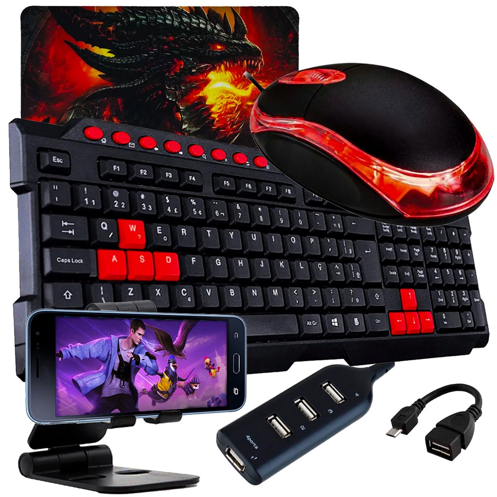Kit Mobilador Gamer Completo Promoção Para Celular Com Teclado + Mouse ...