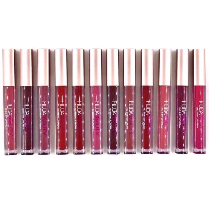 Baton Kit 12 Batons Huda Beauty H2O Shiny Lip Cream Professional ...