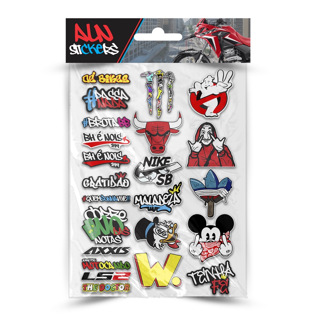 Cartela 23 Adesivos Stickers Bike Moto Carro Notebook | Shopee Brasil