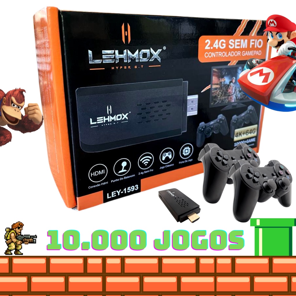 Video Game Console Stick Retro 4k HDMI 10000 jogos com 2 controles sem ...