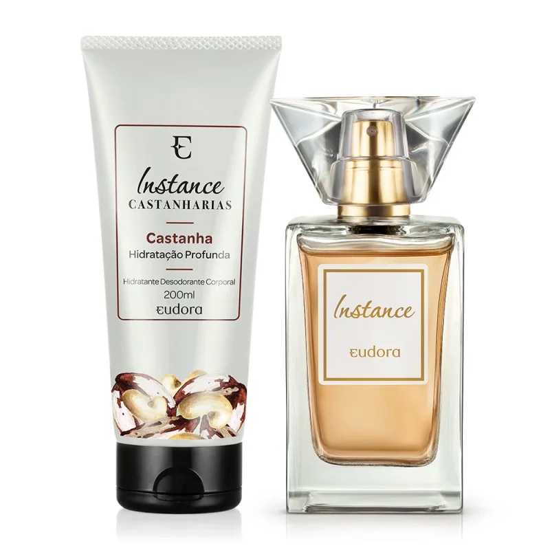 Presente Perfume Instance, Hidratante Castanha Eudora | Shopee Brasil