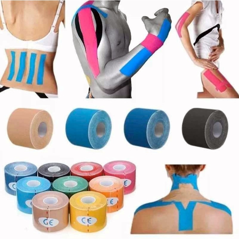 Bandagem Elástica Fita Kinesio Tape Fisioterapia Alivia a Dor Lesão Muscular Atleta 5cm X 5m ...