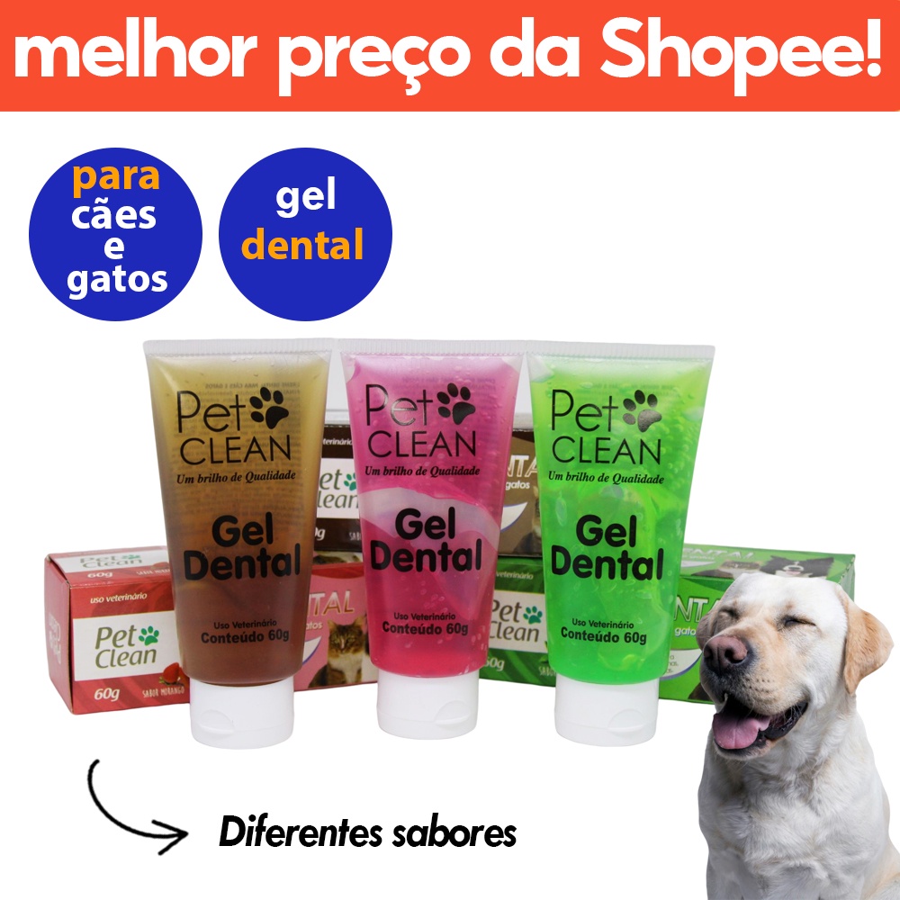 Gel Dental para Cachorros e Gatos Creme dental 60g Pet Clean | Shopee ...