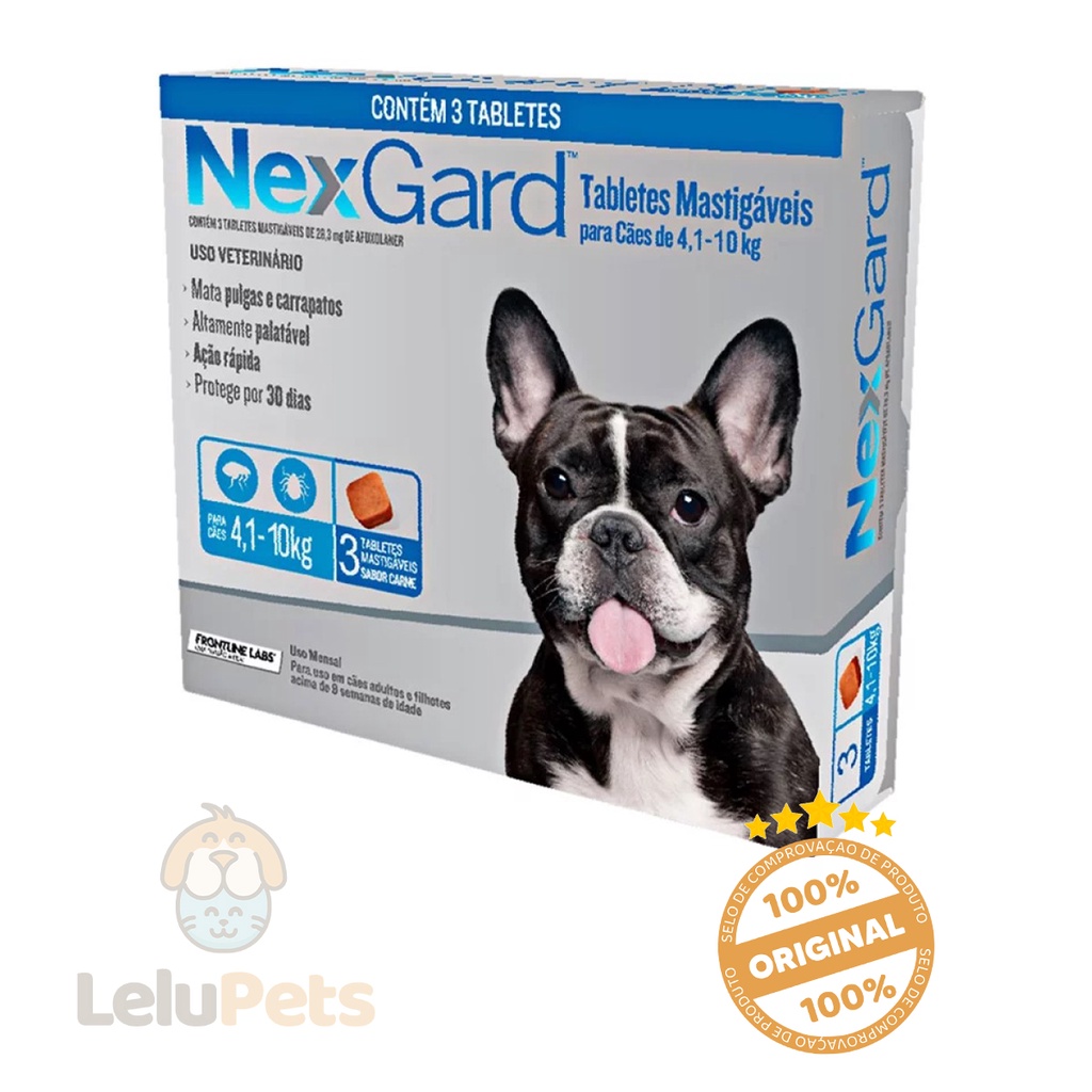 Nexgard 4kg a 10kg 3 Comprimidos Antipulgas e Carrapatos Para Cachorro ...