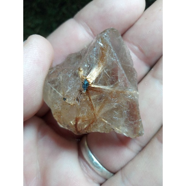 Quartzo com Rutilo Dourado e Hematita 34g Pedra Bruta | Shopee Brasil