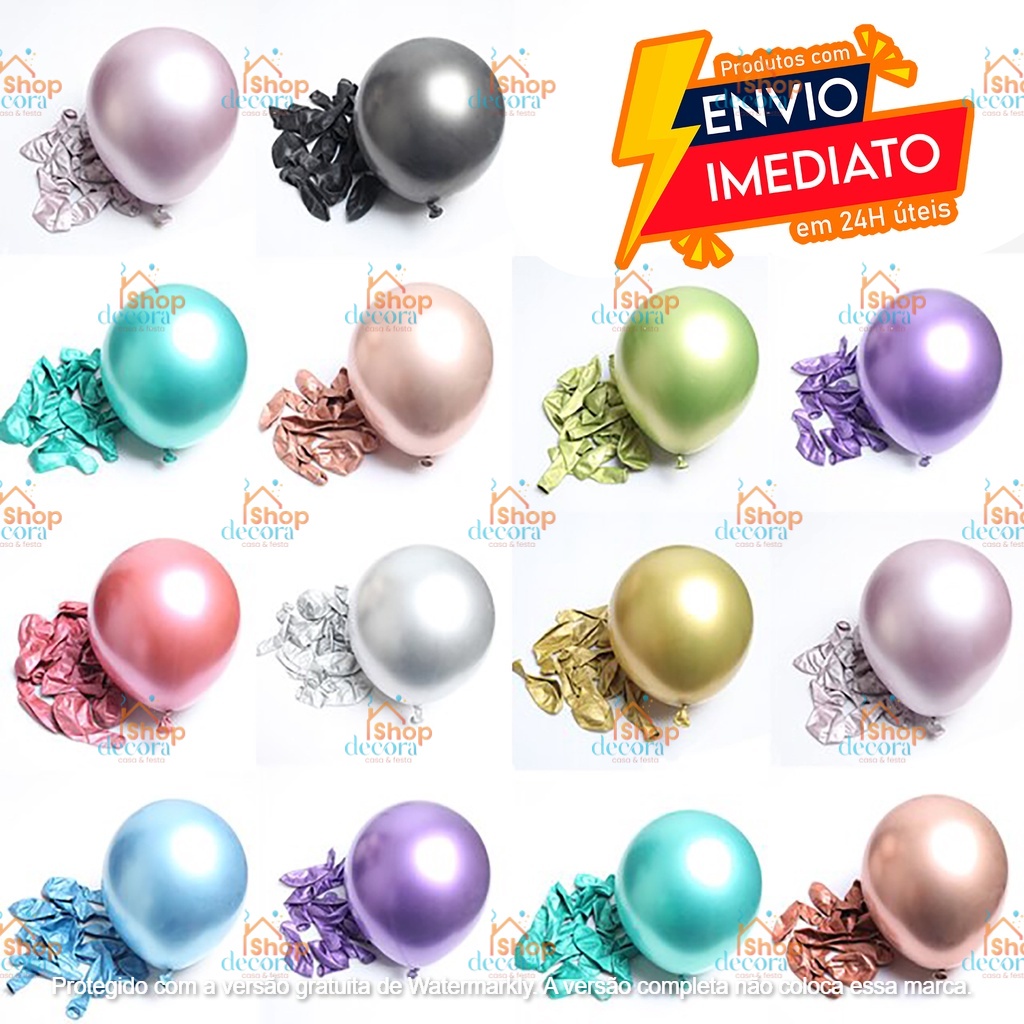 balão bexiga latex cromado 5 polegadas 25 unidades | Shopee Brasil