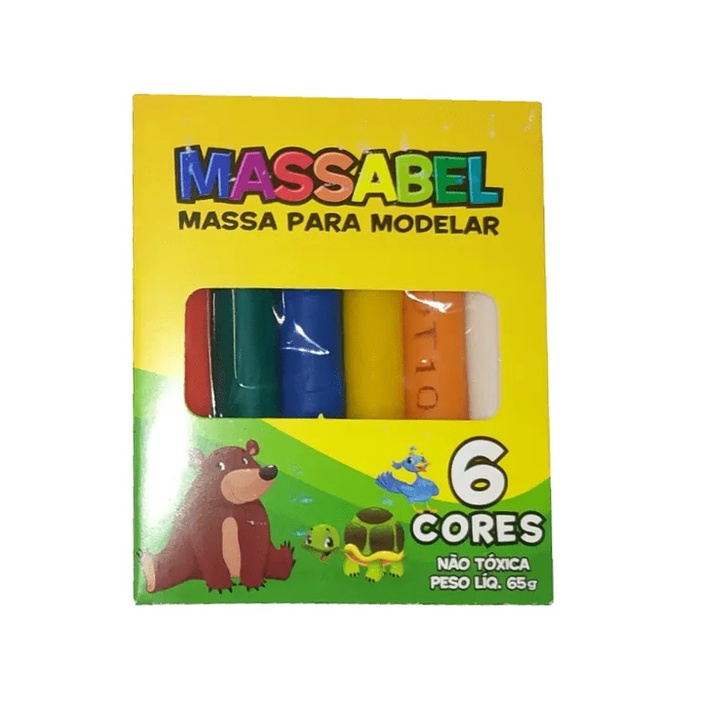 Massa para Modelar 6 Cores 65g Massinha - Massabel | Shopee Brasil