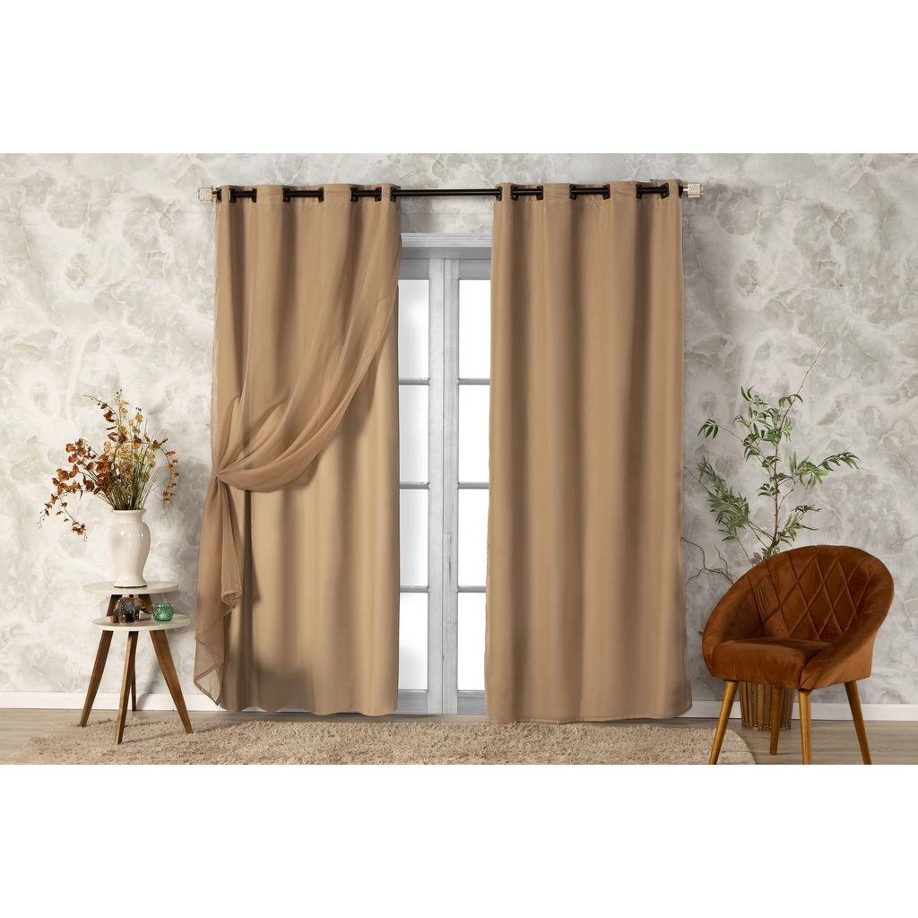 Cortina Blackout Com Tecido voil liso 2,80m x 2,30metros blackout 100% ...