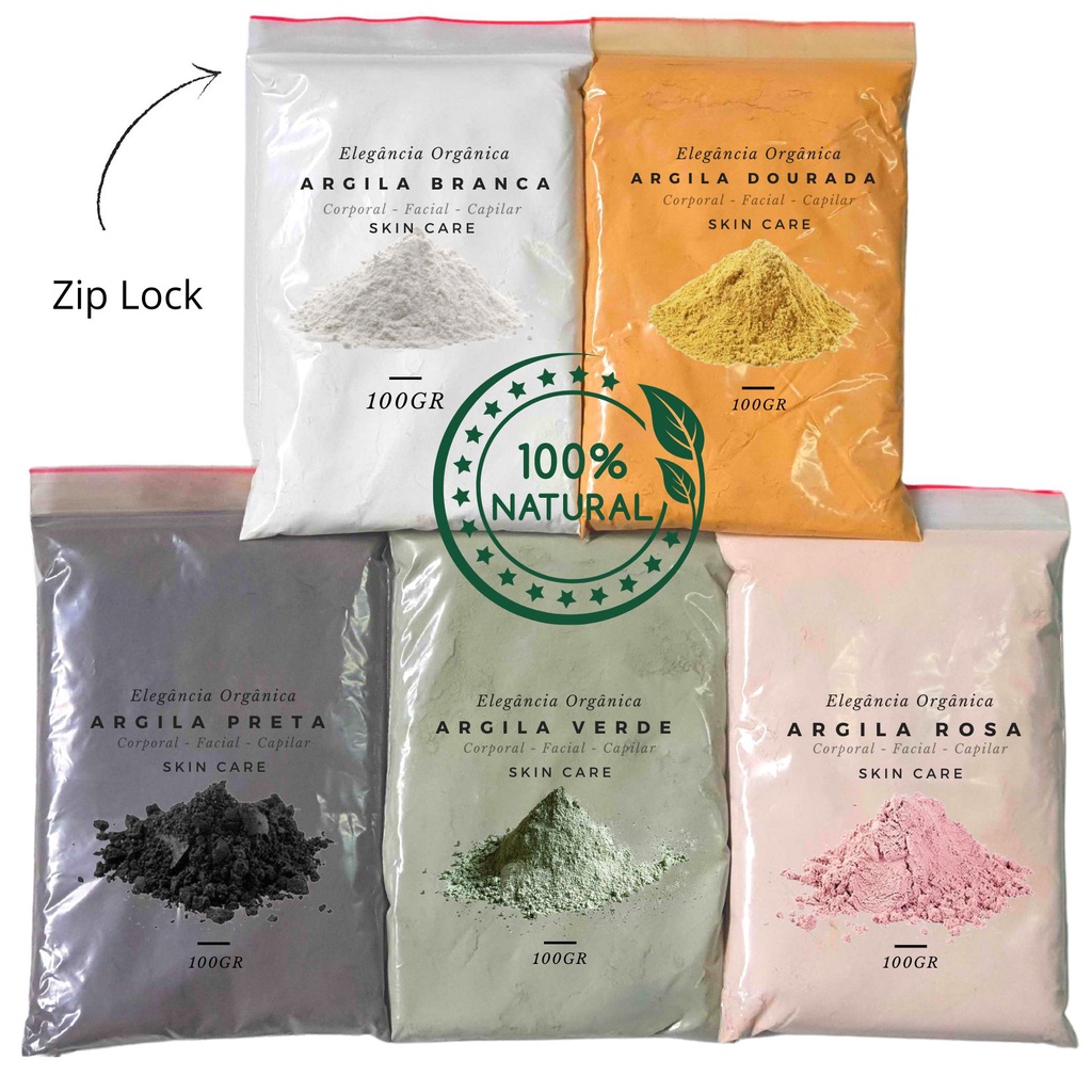 Skin care Argila Verde Branca Preta Rosa Dourada Marrom Cinza100 ...