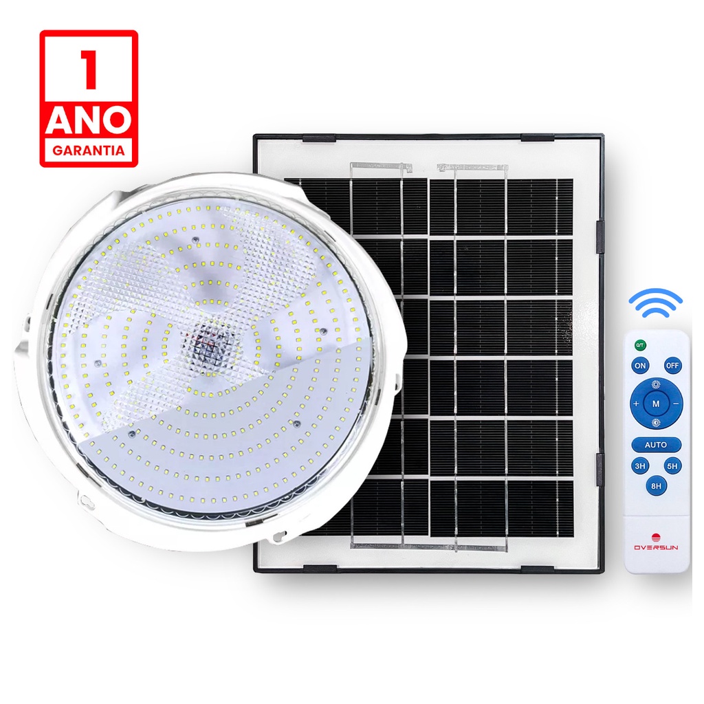 Luminaria Solar Lampada 100w Interna Inteligente Kit completo 12 ...