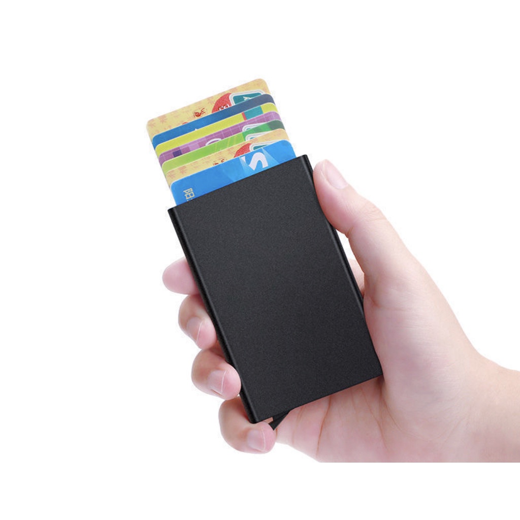 Carteira Porta Cartões Case De Alumínio Antifurto Pop Up Automático Com ...