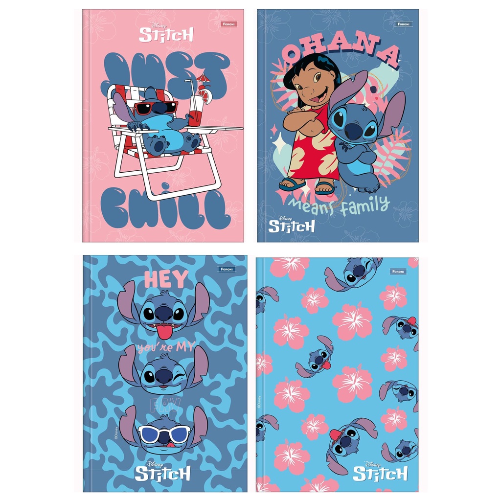 Kit 4 Caderno Brochura Grande Stitch 80fls - Foroni | Shopee Brasil