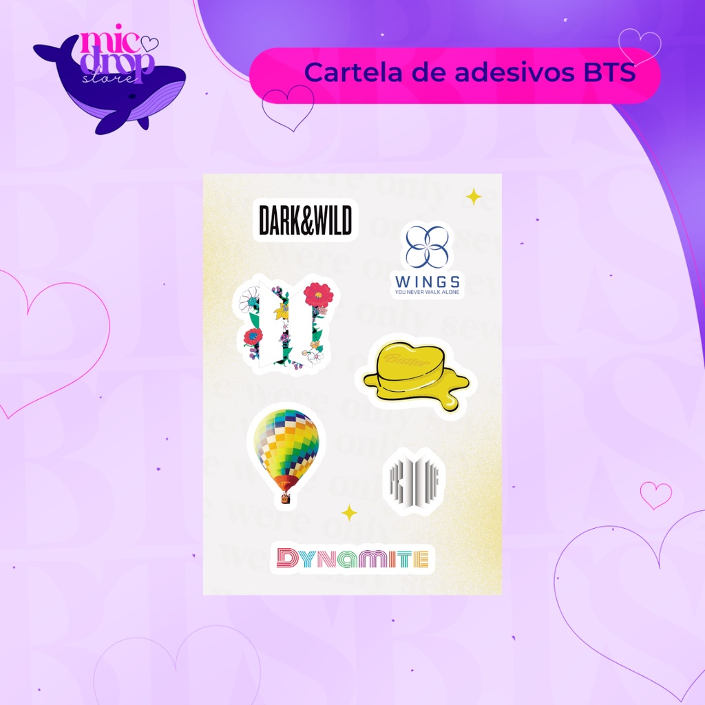 Cartela de adesivos BTS | Shopee Brasil