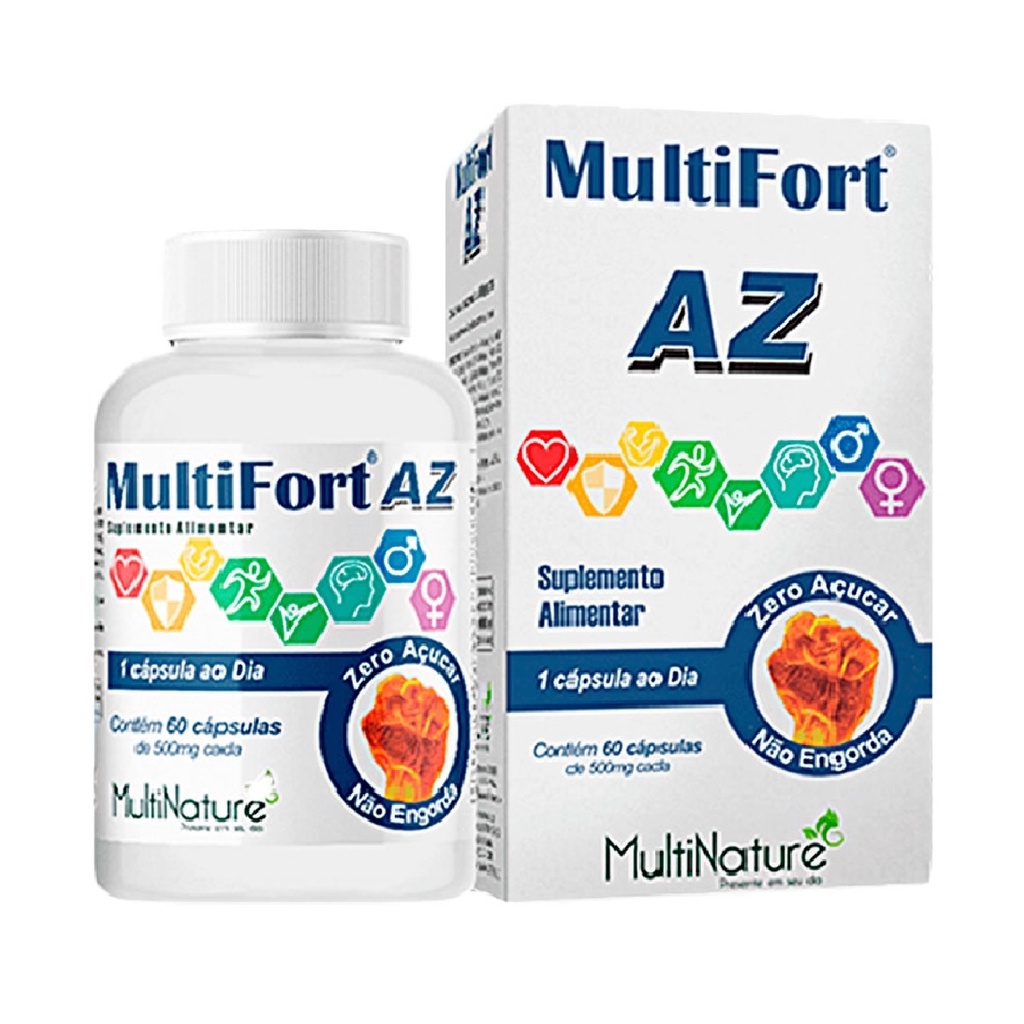 Suplemento Alimentar AZ MultiFort MultiNature 60 Cápsulas de 500mg ...