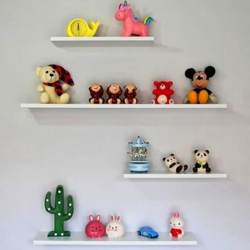 kit 4 prateleiras brancas com suporte bem discreto 2pc-30x10/ 2pc ...