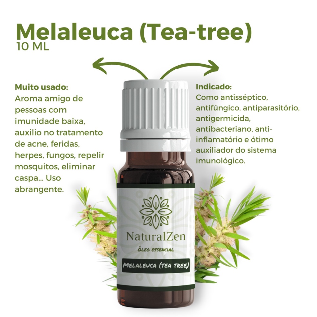 Óleo Essencial Naturalzen - Melaleuca Tea Tree 100% Puro Aromaterapia ...