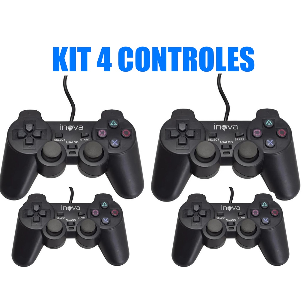 Kit 4 Controle Play2 Console Joystick Dualshock 2 | Shopee Brasil