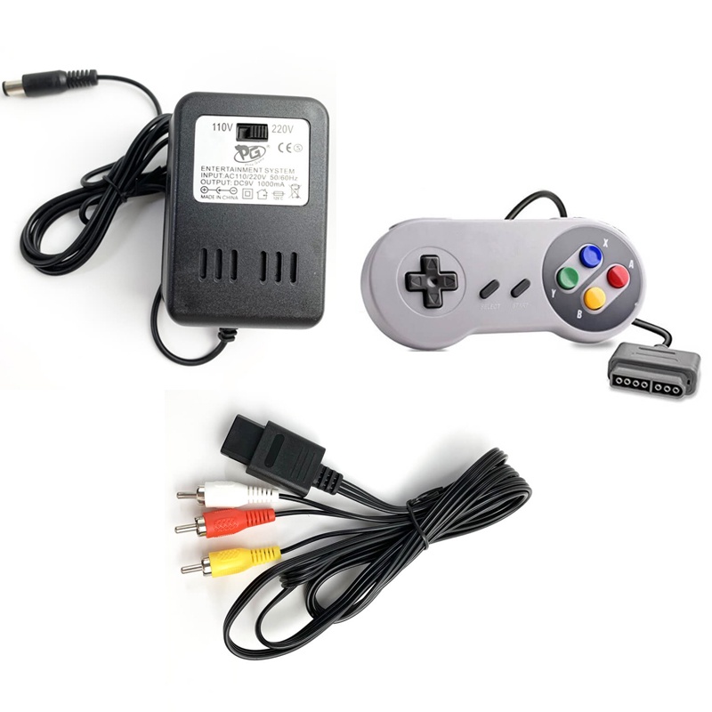 Kit Para Super Nintendo Snes Com Fonte Bivolt + Cabo Av Audio E Video E ...