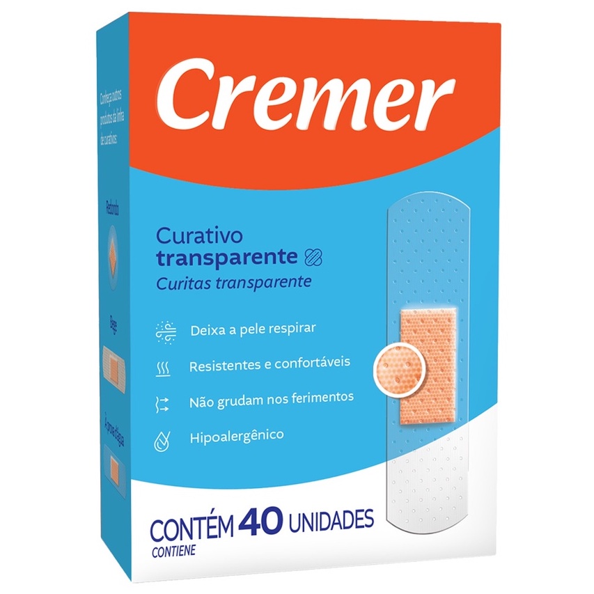 Curativo tipo Band Aid Cremer com 40 Unidades na Cor TRANSPARENTE ...