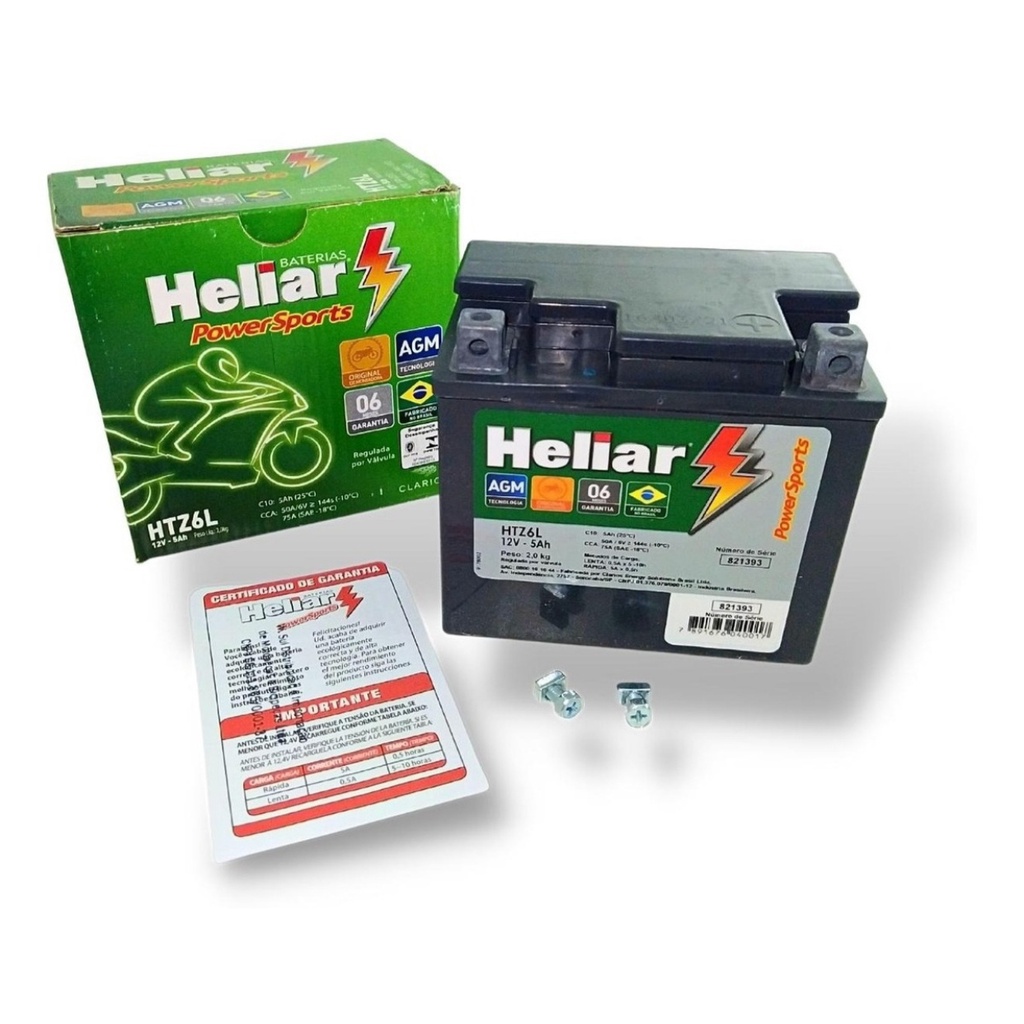 Bateria Moto Heliar Htz6 5ah Start Fan Titan 125 150 160 | Shopee Brasil