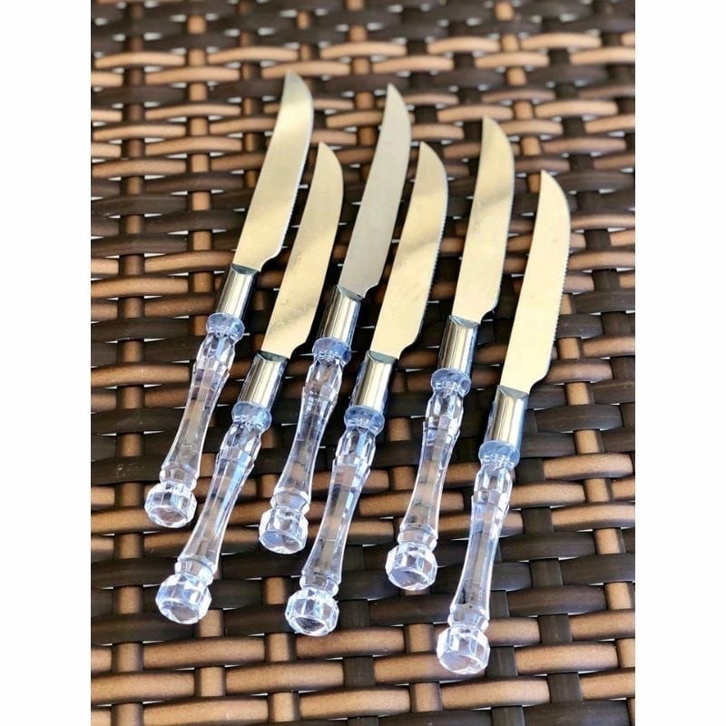 Kit 6 Facas em Aço Inox com Cabo Transparente | Shopee Brasil