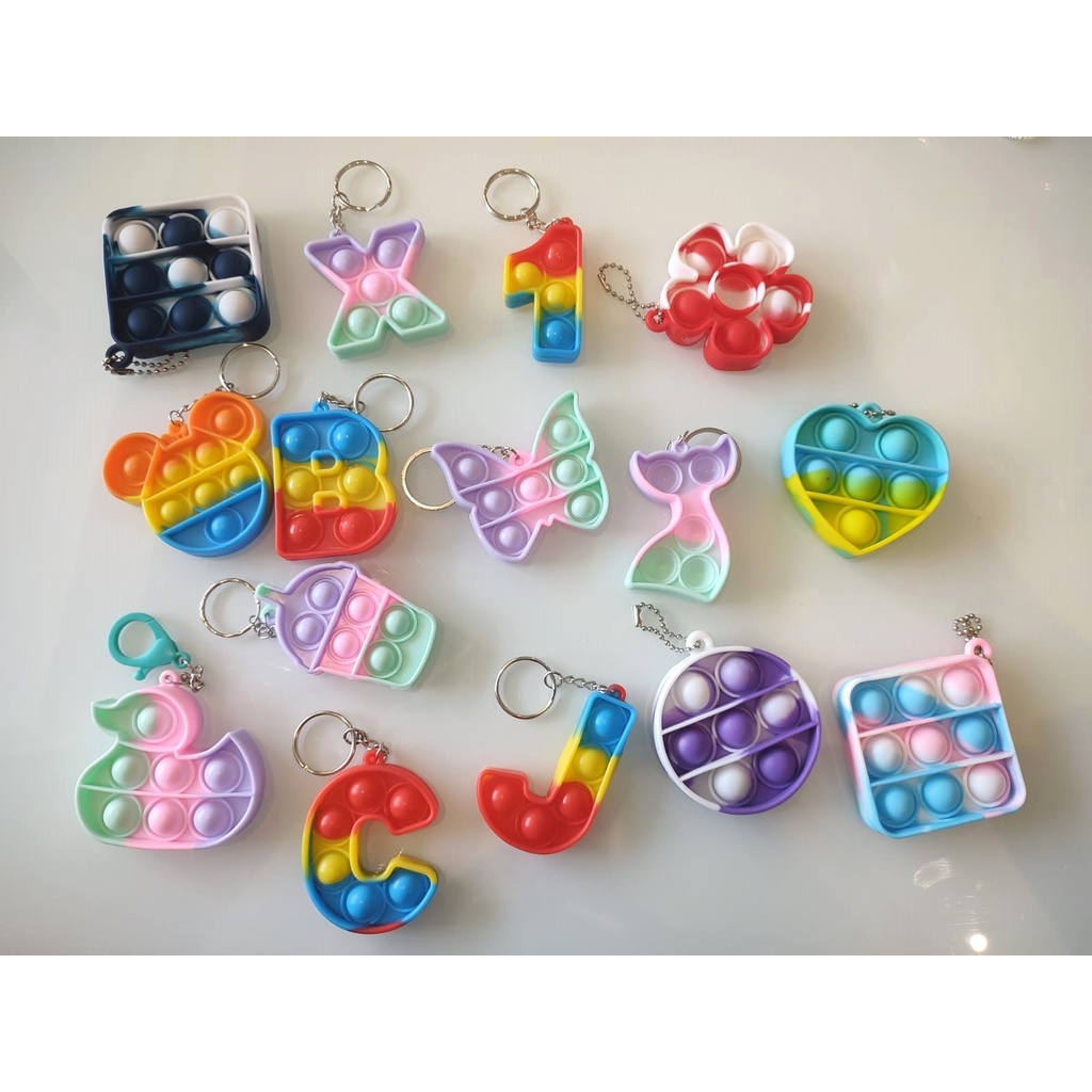20 Mini Chaveiros Pop It Fidget Sensorial Colorido Anti Stress Infantil ...