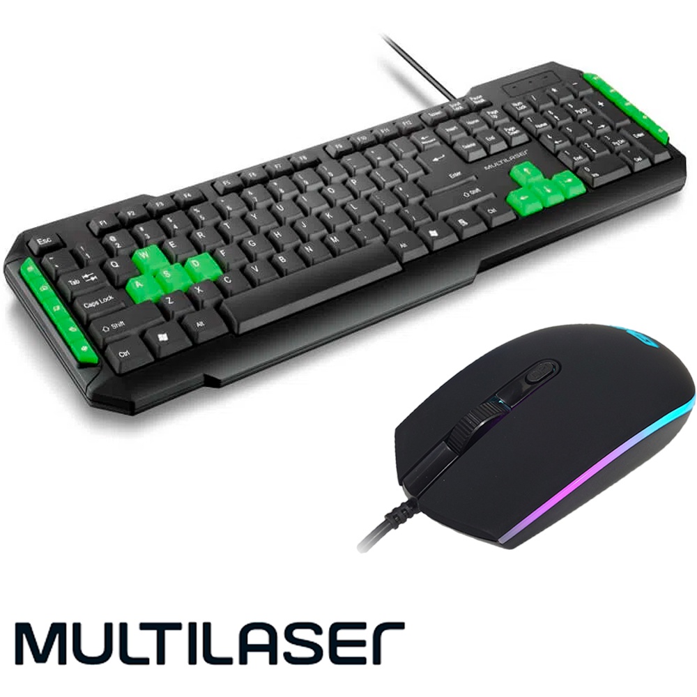 Kit Teclado E Mouse Basico Com Fio Usb Gamer Multilaser Multimídia ...