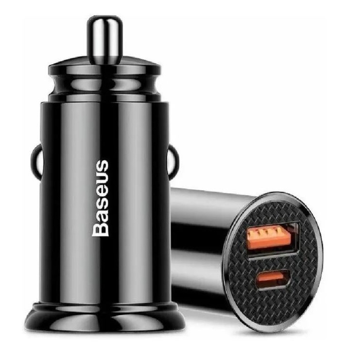 Carregador De Carro Baseus Turbo 30W Usb + Tipo C De Carga Rápida - Pronta Entrega (BR ...