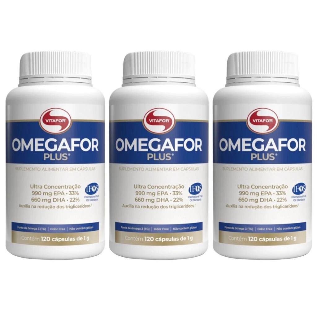 Kit 3x Omegafor Plus 120 Caps - Vitafor Omega 3 Selo IFOS | Shopee Brasil