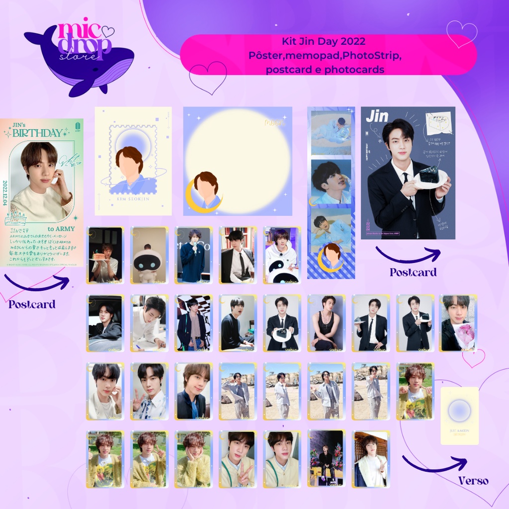 BTS Kit photocards Jin Day 2022 | Shopee Brasil