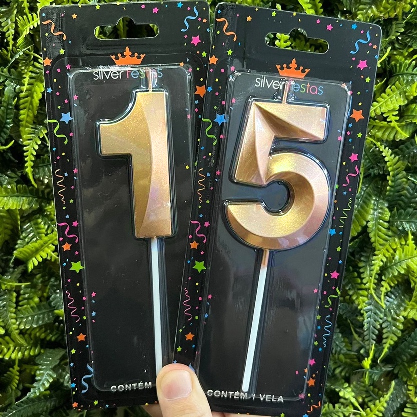 Vela Aniversário Dourado Gold Ouro Silver Metalizada 3D Design 1 ...