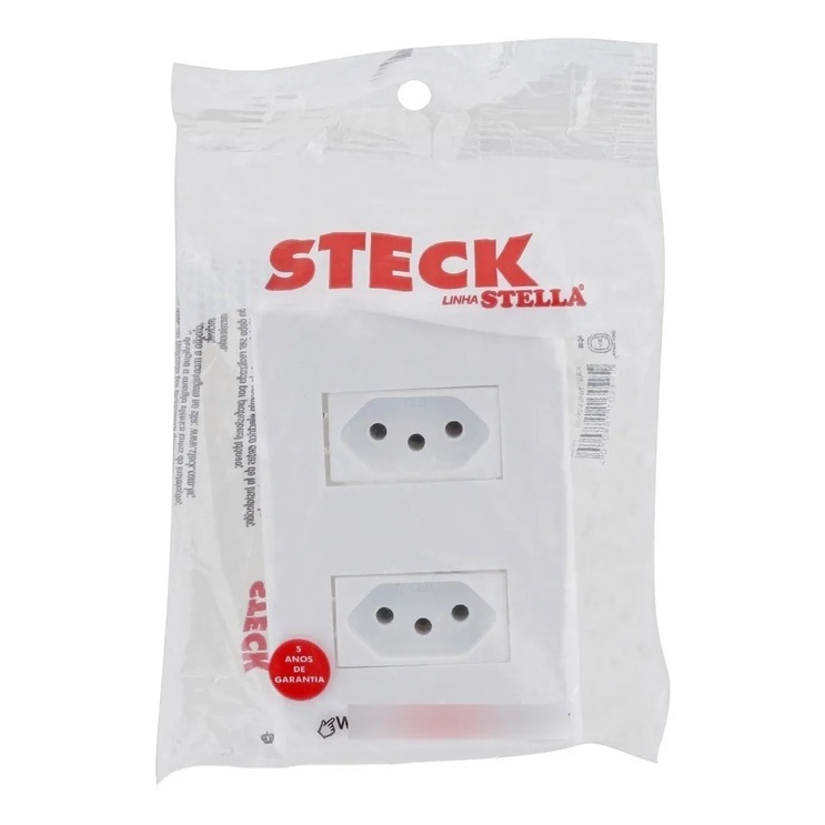 Conjunto De Tomada Dupla 10 Amp. Branco Stella Steck | Shopee Brasil