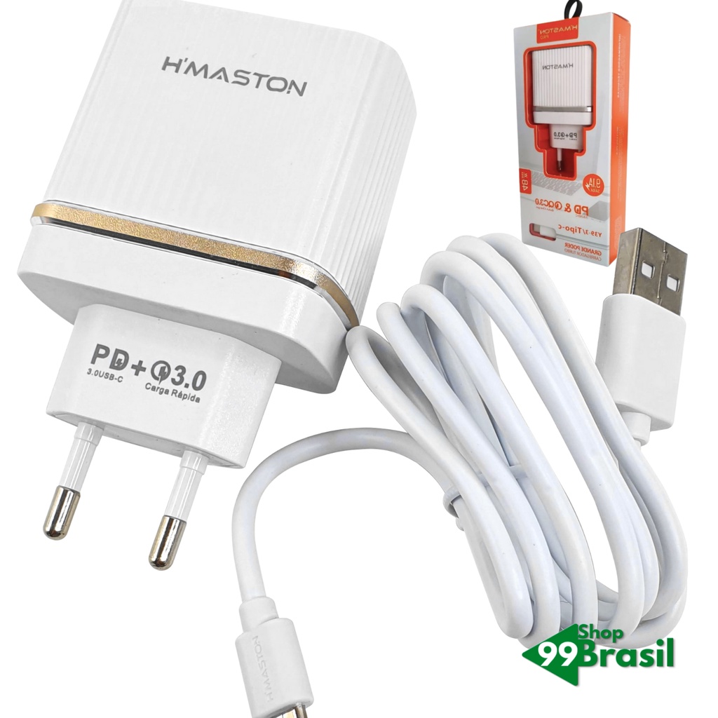 Carregador Turbo + Cabo, Samsung/ Xiaomi/ Motorola/ Assus / Apple ...