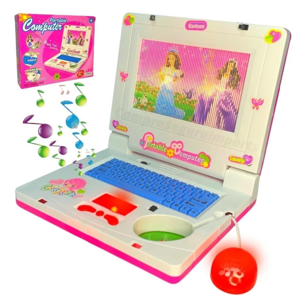 Notebook De Brinquedo Laptop Infantil Musical C Luz Princesa | Shopee ...
