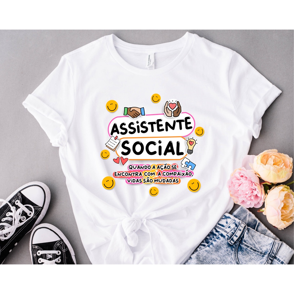Blusa T-shirt Feminina Assistente Social | Shopee Brasil