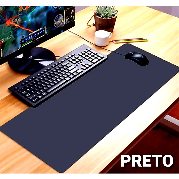 MPG Super Mouse Pad Gamer Couro Sint. PRETO Extra Grande 70x40 Para ...