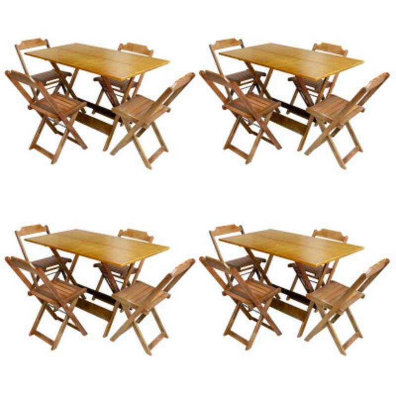 KIT 4 JOGOS DE MESA COM 4 CADEIRAS DE MADEIRA DOBRAVEL 120X70 IDEAL PARA BAR E RESTAURANTE - MEL ...