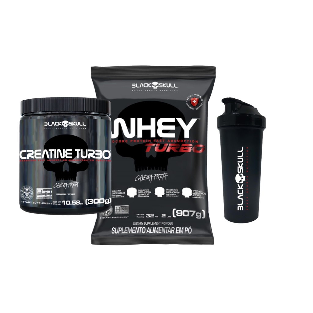 Kit Whey 900g Refil Creatina Turbo 300g Coqueteleira Desconto No