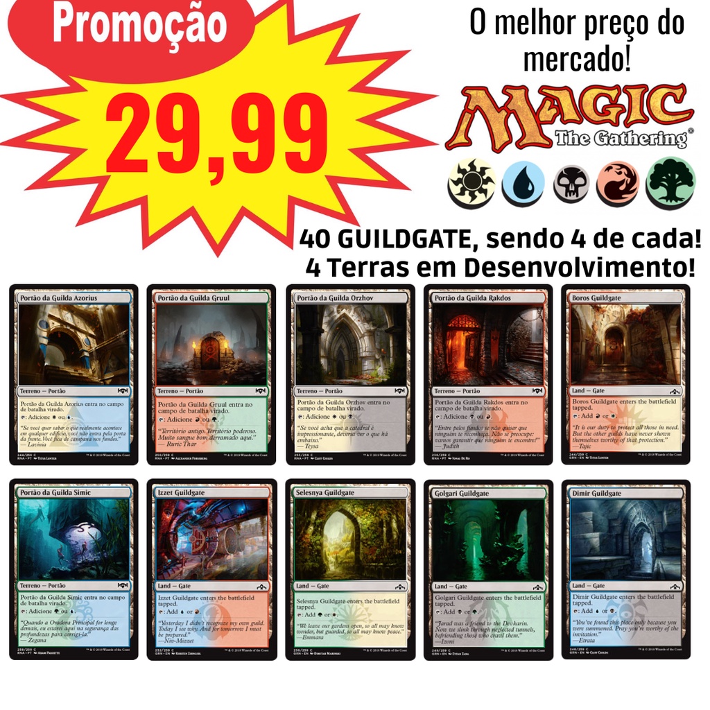 Card Game Magic The Gathering - Kit Com 40 Terrenos Guildgate (Portão ...