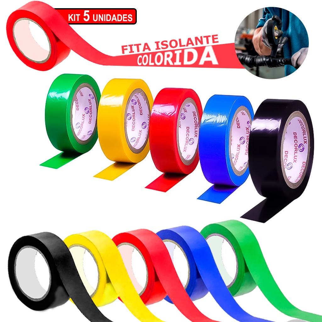 Fita Isolante Colorida Kit Com 5 Unidades Com Sistema Anti-Chamas ...