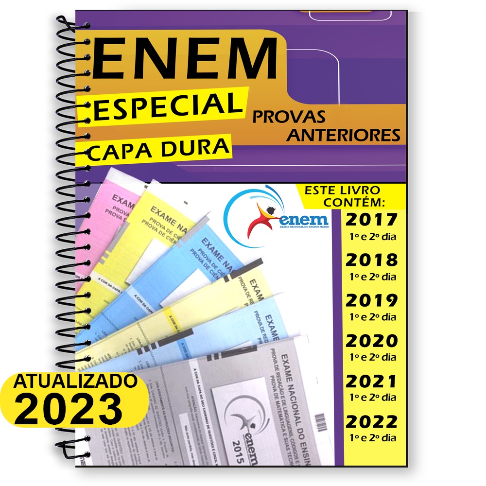 Enem 2023 provas anteriores capa dura questões 2017 até 2022 ...