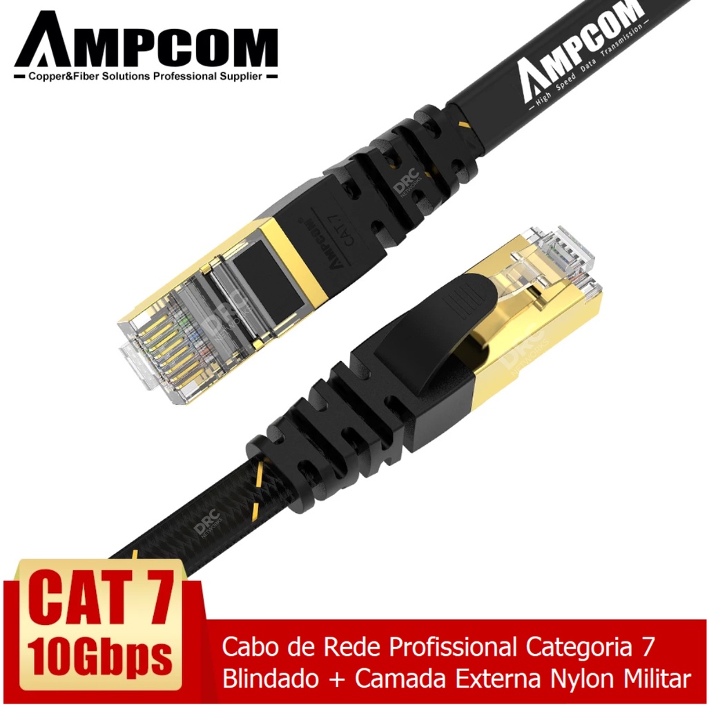 Cabo de Rede Cat7 Gigabit Lan Ethernet Rj45 Flat Cable Cat7 Patch Cord ...